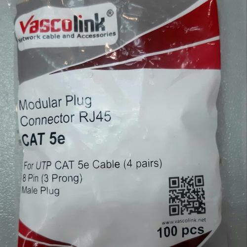 Jual Vascolink Modular Plug Connector RJ45 Cat.5e @100Pcs/Pin RJ45 ...