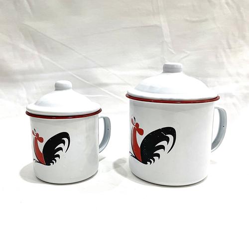 Jual Mug Enamel Jadul Motif Ayam Jago dgn Tutup. Varian Diameter 8cm ...