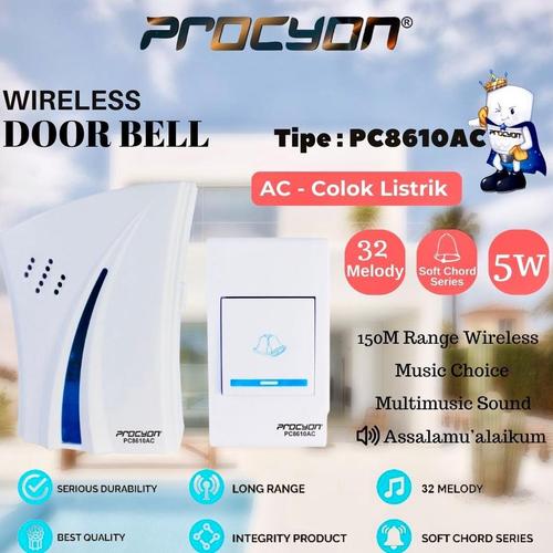 Jual Bell Pintu Procyon Wireless Doorbell / Bell Pintu Listrik Rumah ...