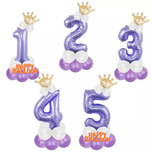 Jual HappyBalloon Paket Balon Angka Crown Ungu 80cm Dan 100cm (PD214 ...