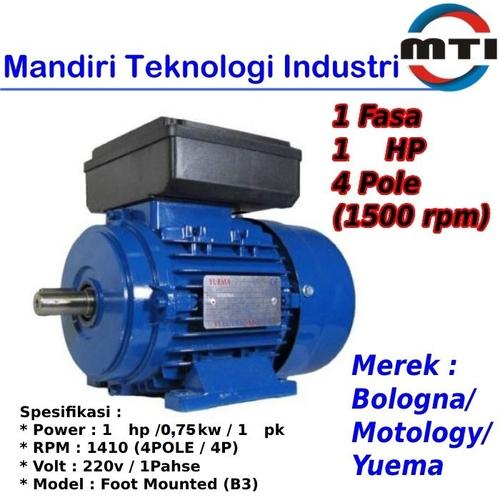 Jual Motor Listrik 1 Fasa 1 HP 0,75 kw 1500 rpm Motor Induksi Dinamo ...