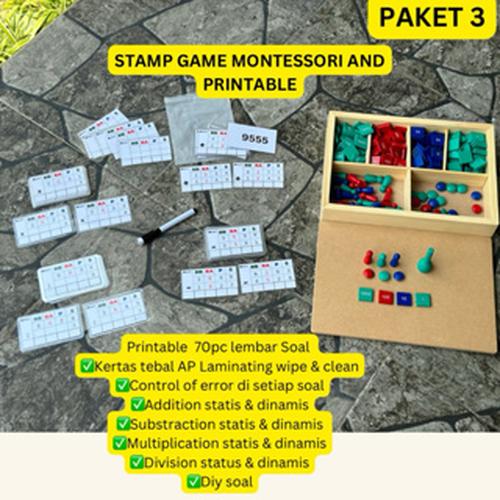 Jual Montessori Stamp game with printable/ mainan matematika montessori ...
