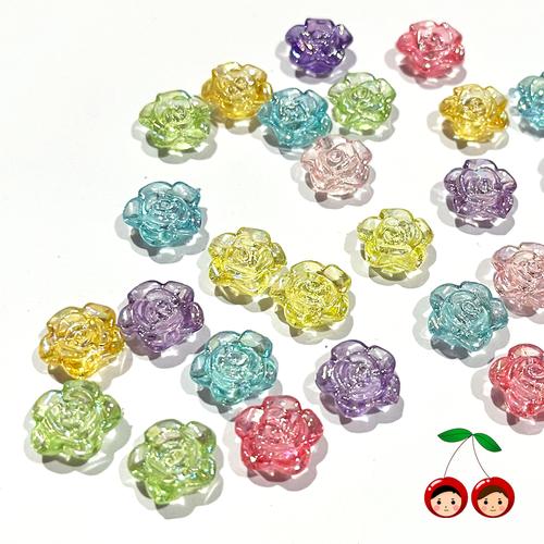Jual GROSIR Manik Bunga Mawar Rose Akrilik Bening AB 12mm (@100pcs ...