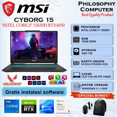 Jual msi cyborg 15 rtx4060 8GB / I7 12650H 16GB 1TB SSD W11 15.6Fulhd ...