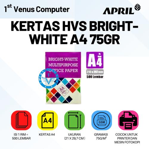 Jual Kertas HVS Bright White MultiPurpose A4 75 gram 1 Rim / BTW-A401 ...