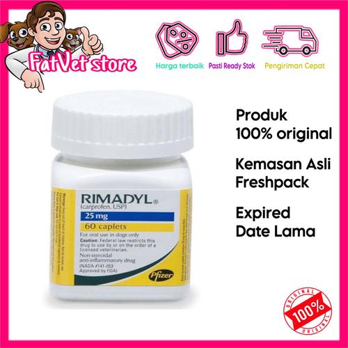 Jual Rimadyl 25mg carporfen 60 tablets chewable original obat anti ...