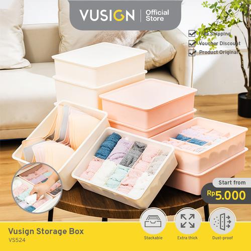 Promo Vusign Kotak Penyimpanan Pakaian Dalam/Underwear Organizer VS52X - Tutup, Pink - Kab ...