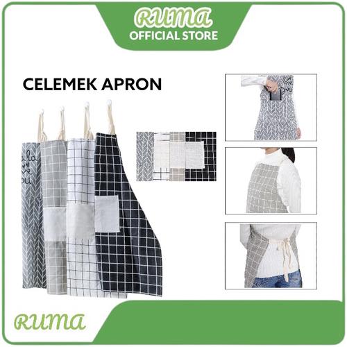 Jual Celemek Apron Masak Motif Kotak Kotak Hitam & Putih Bahan Kain ...