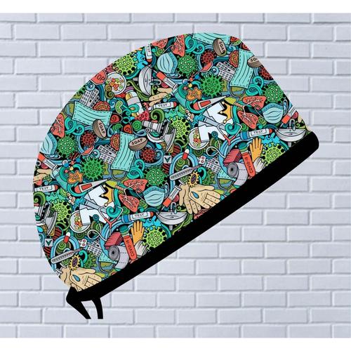 Jual Topi dokter/Scrub hat/Surgical cap/Headcap printing motif Doodle 2 ...