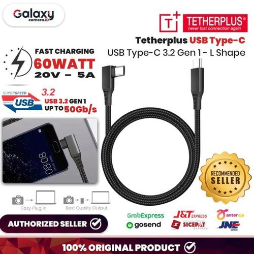Jual Tetherplus Usb 3.2 5Gbps Type A To Type C L Shape Ver 5 Meter New Stok - USB C to USB C ...