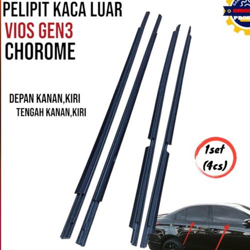 Jual weather strip plipit pintu kaca mobil vios gen3 chrome set 4 pintu ...