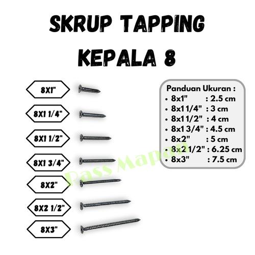 Jual Skrup Tapping Baut Screw JF Kayu Olimpik 1 bungkus isi 100 kepala ...