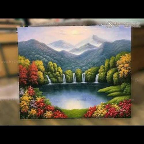 Jual lukisan air terjun 4 arah lukisan asli cat minyak - Kab. Bandung ...