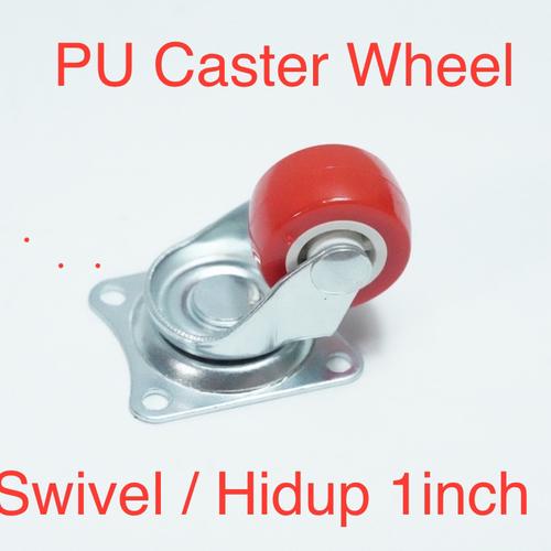 Jual Roda Kastor PU Caster Wheel 1 Inch Swivel Hidup Troli Etalase ...
