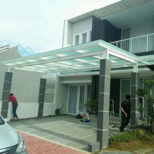 Jual kanopi rangka baja wf atap kaca tempered terpasang - Kota ...
