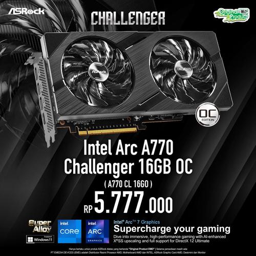 Jual VGA Asrock Intel Arc A770 Challenger 16GB OC A770 CL 16GO - Kota ...