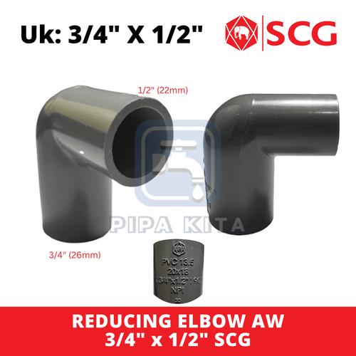 Jual Reducer Knee AW 3/4 x 1/2 SCG PVC TS Reducing Verlop Vlok Over Elbow - Kota Surabaya - Pipa ...