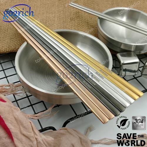 Jual sumpit stainless steel sus 304 Pipih Flat Makan Chopsticks Korea ...