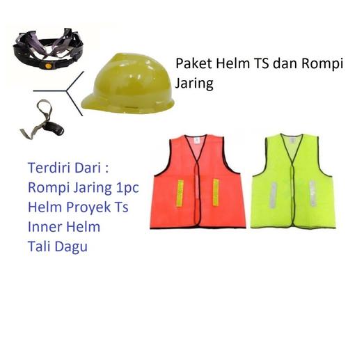 Jual Paket Rompi + Helm Safety / Helm TS Inner Biasa Komplit + Rompi ...