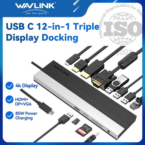 Promo Wavlink USB C 12-in-1 Hub/ Docking Station, Adaptor Triple Display Type-C dengan HDMI ...