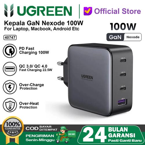 Promo UGREEN Kepala Charger GAN 100W Multi Port PD FAST Charging 40747 ...