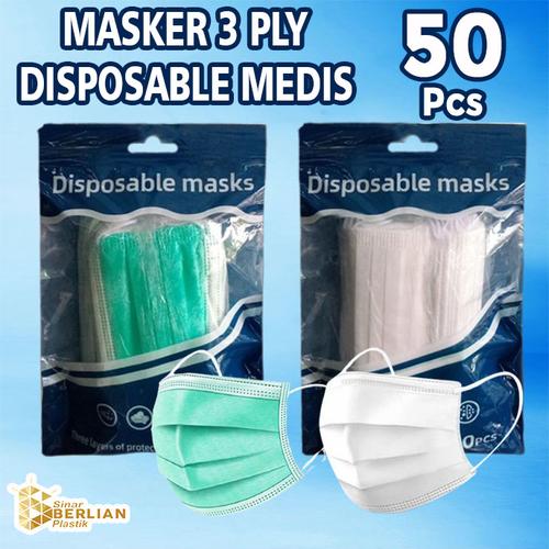 Jual Masker 3ply Disposable Medis Earloop - Isi 50 Pcs - Hijau - Kota ...