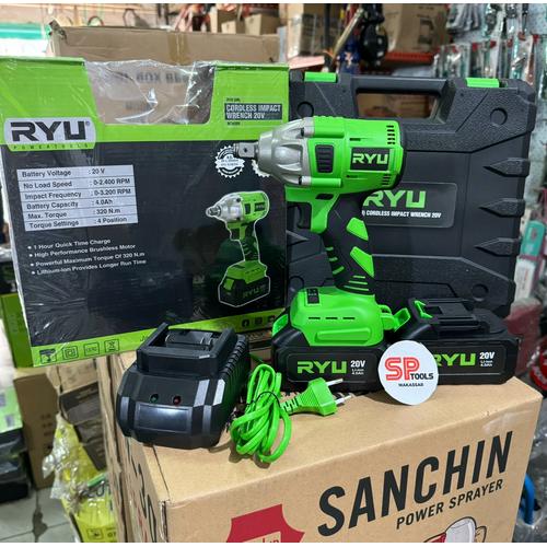 Jual MESIN IMPACT WRENCH PEMBUKA BAUT CAS CORDLESS BATERAI 20V RYU ...