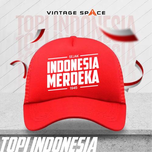 Jual topi INDONESIA / topi 17an / topi HUT RI/ topi logo resmi - merah ...