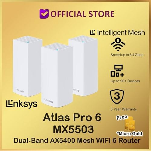 Promo Linksys MX5503 Atlas Pro 6 Wi-Fi 6 Dual-Band Mesh System ( 3 Pack ...