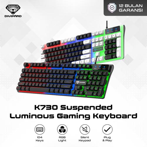 Promo Keyboard Gaming Kabel Semi Mechanical Divipard K730 + LED RGB Light - Pink - Putih ...