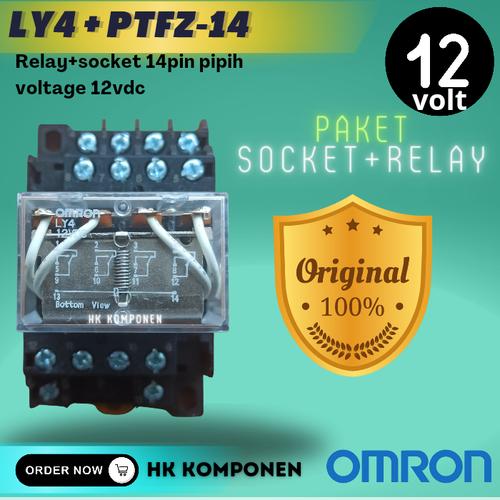 Jual relay+socket 14kaki 12vdc LY4+PTFZ14 omron original - Jakarta ...
