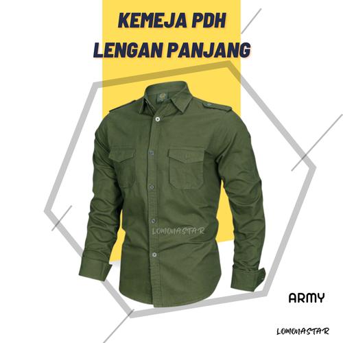 Jual Baju PDL Lengan Panjang Pria Hijau Army Polos Big Size XL XXL ...