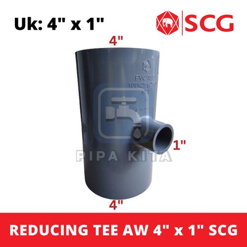 Jual Reducing Tee AW 4 x 1 Inch SCG Tebal Reducer Vlok Overloop Verlop ...
