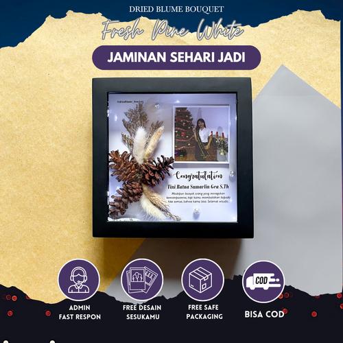 Jual Kado Wisuda Ultah Wedding Custom Fresh Pine White Flower Frame box ...