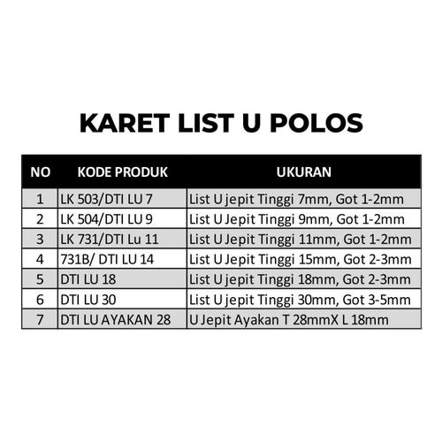 Jual Karet List U Jepit Polos / List Jepit Kaca / Lis Box Panel Ukuran ...