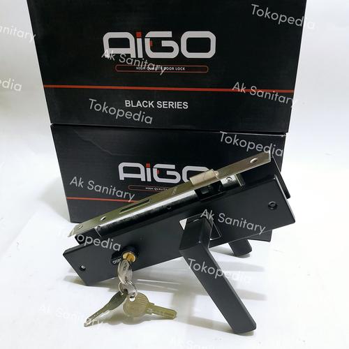 Jual Handle Kunci Pintu Besar BLACK AIGO -Kunci Pintu Besar Hitam 25cm ...