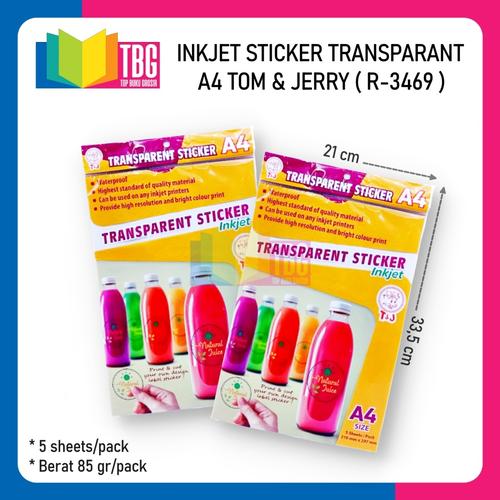Jual INKJET STICKER TRANSPARANT A4 TOM & JERRY LABEL STICKER TRANSPARAN ...