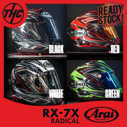 Jual HELM ARAI RX7X RADICAL BLACK WHITE RED GREEN FULL FACE HELMET ...