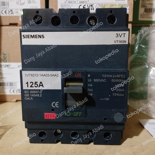 Jual mccb siemens 3P 125A 25KA 3VT VT160N 3VT8212-1AA03-0AA2 - Jakarta ...