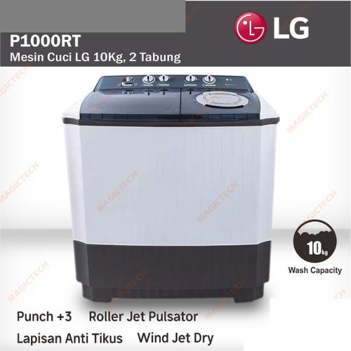 Jual LG Mesin Cuci 2 Tabung 10Kg Top Loading P1000RT Wind Jet Dry P1000 ...