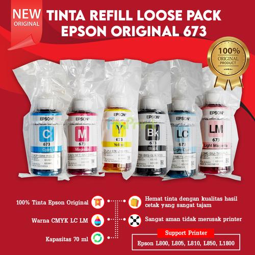 Jual Tinta Epson 673 C, Y, M, K, LC, LM Grade Original 100% Refill ...