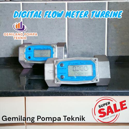 Jual Digital Flow meter Turbine 1.5 inch Flow meter Air/Solar/Minyak 1 ...