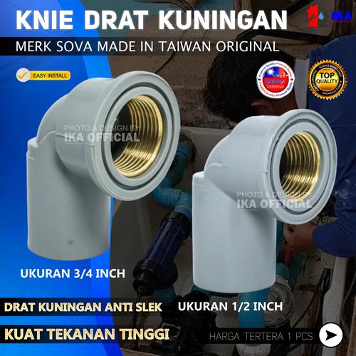 Jual Knee drat dalam kuningan 1/2" 3/4" inch / elbow pipa / keni ...