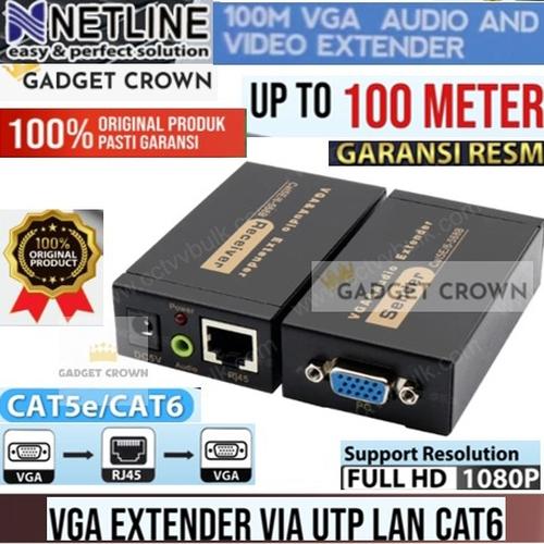 Jual VGA & Audio Extender Over UTP 100 Meter CAT5e / CAT6 NETLINE ...