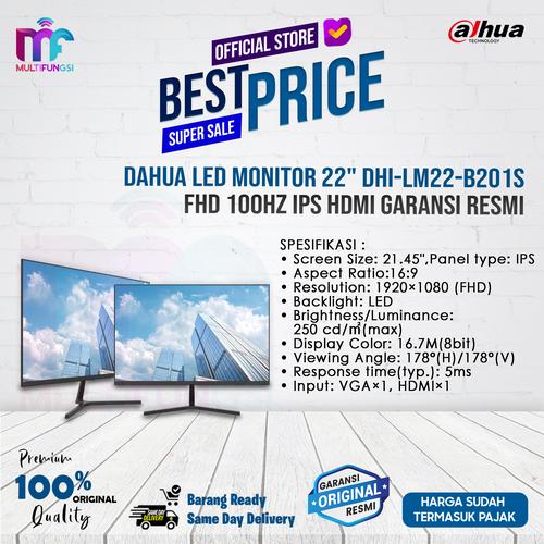 Promo Dahua LED Monitor 22" DHI-LM22-B201S FHD 100Hz IPS HDMI Garansi ...