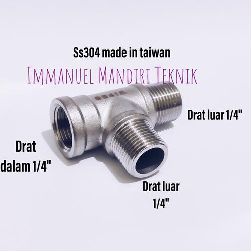 Jual Tee drat luar dalam 1/4 ss / Tee drat ss304 1/4 / Tee stainless wipro - Jakarta Utara ...