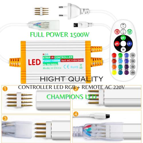 Jual Controller RGB + Remote Neon Flek /LED Strip Selang AC 220v 1500w ...