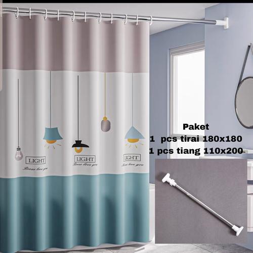 Jual Paket tiang gantungan serbaguna Plus tirai anti air pilih motif ...