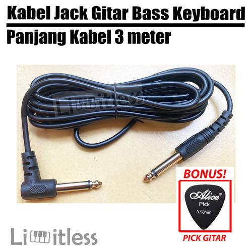 Promo Kabel Jack Gitar Bass Keyboard Instrument L to Lurus 3 Meter - NM ...