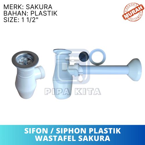 Jual Afur Sifon Botol Plastik Wastafel 1 1/4 SAKURA Siphon Pembuangan ...